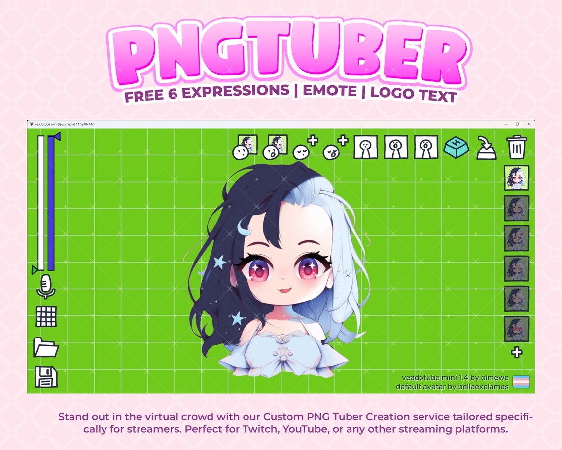 Isabella Chibi PNG Tuber Model: 6 Emotes & Logo (veadomini File) - Etsy