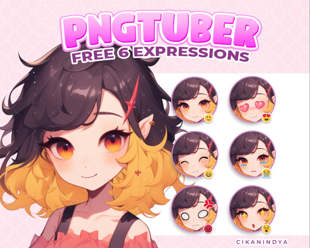 Red Dress Pngtuber Model: 12 Expressions, Streaming Avatar - Etsy