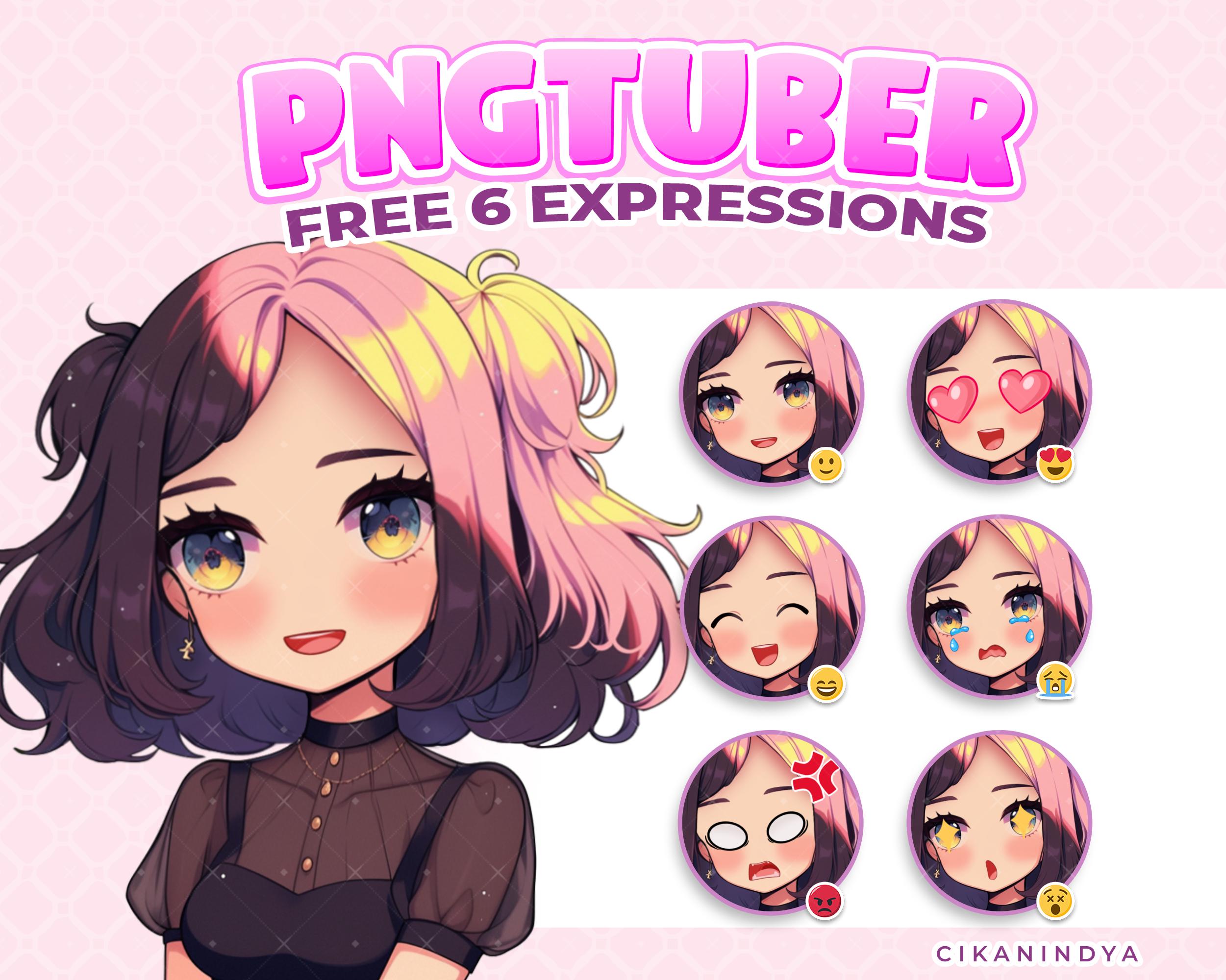 Premade Pngtuber – Black Mesh Style With Unique Starry Eyes - Etsy