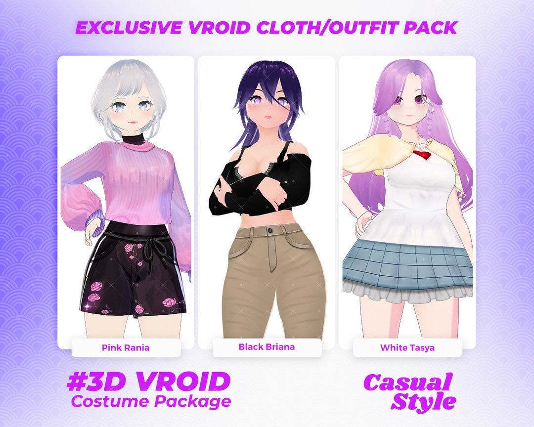 Delicate Casual Vroid Outfits for Vtuber Stars - Vroid Clothing Pack ...