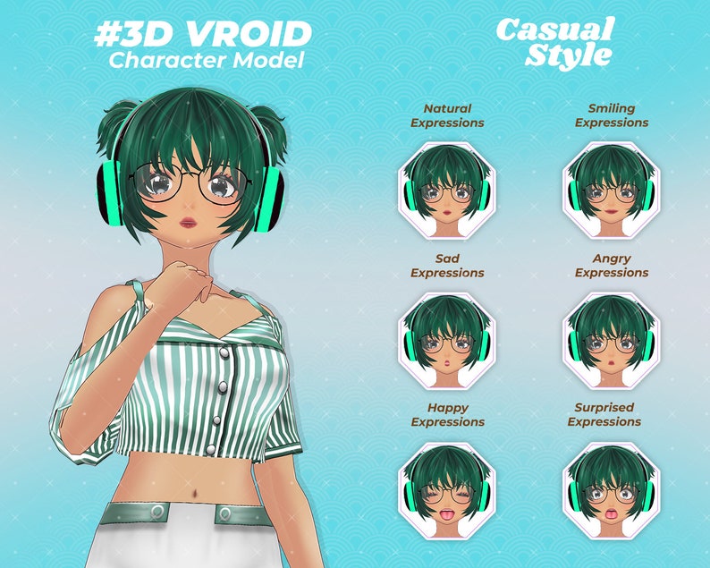 3D Vroid Character, Vroid, 3D, 3d Model Commission, 3d Model Ghea Green ...