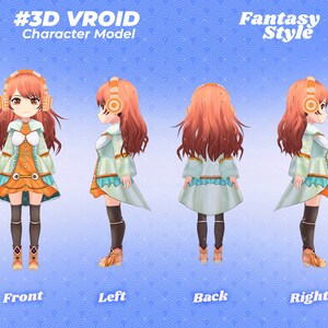 Advanced 3D Vroid Avatar Kitsune Chibi Girl for Gaming & Streaming - 3D ...