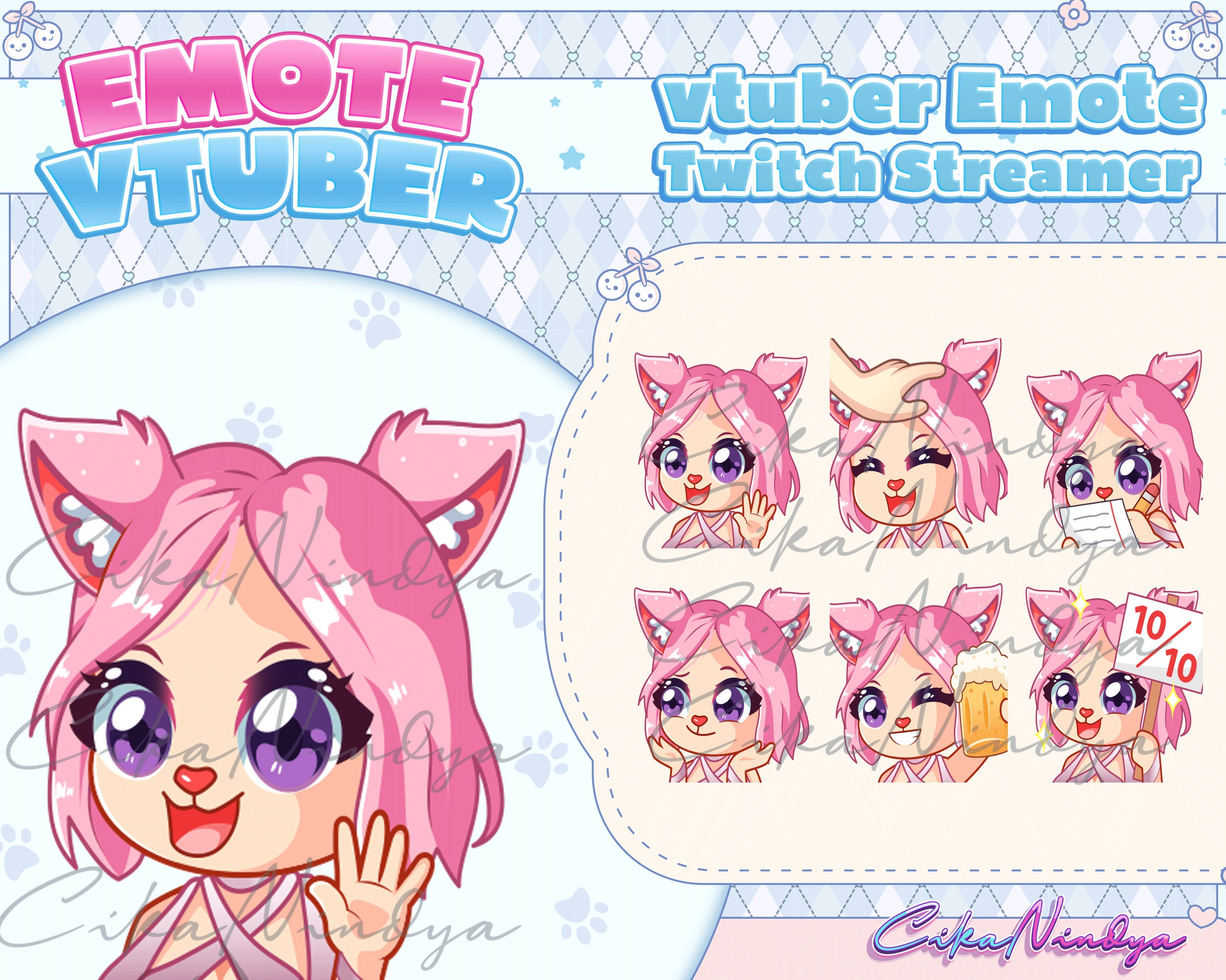 Reward Your Subscribers With Vtuber Emote Pink Bunny for - Etsy