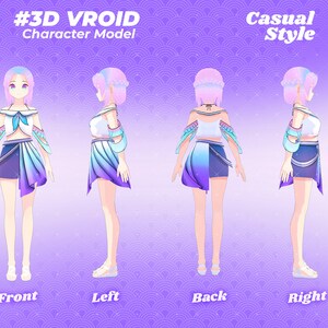 Colorful and Vibrant 3D Vroid Character Anime Pink and Blue Hair Girl ...