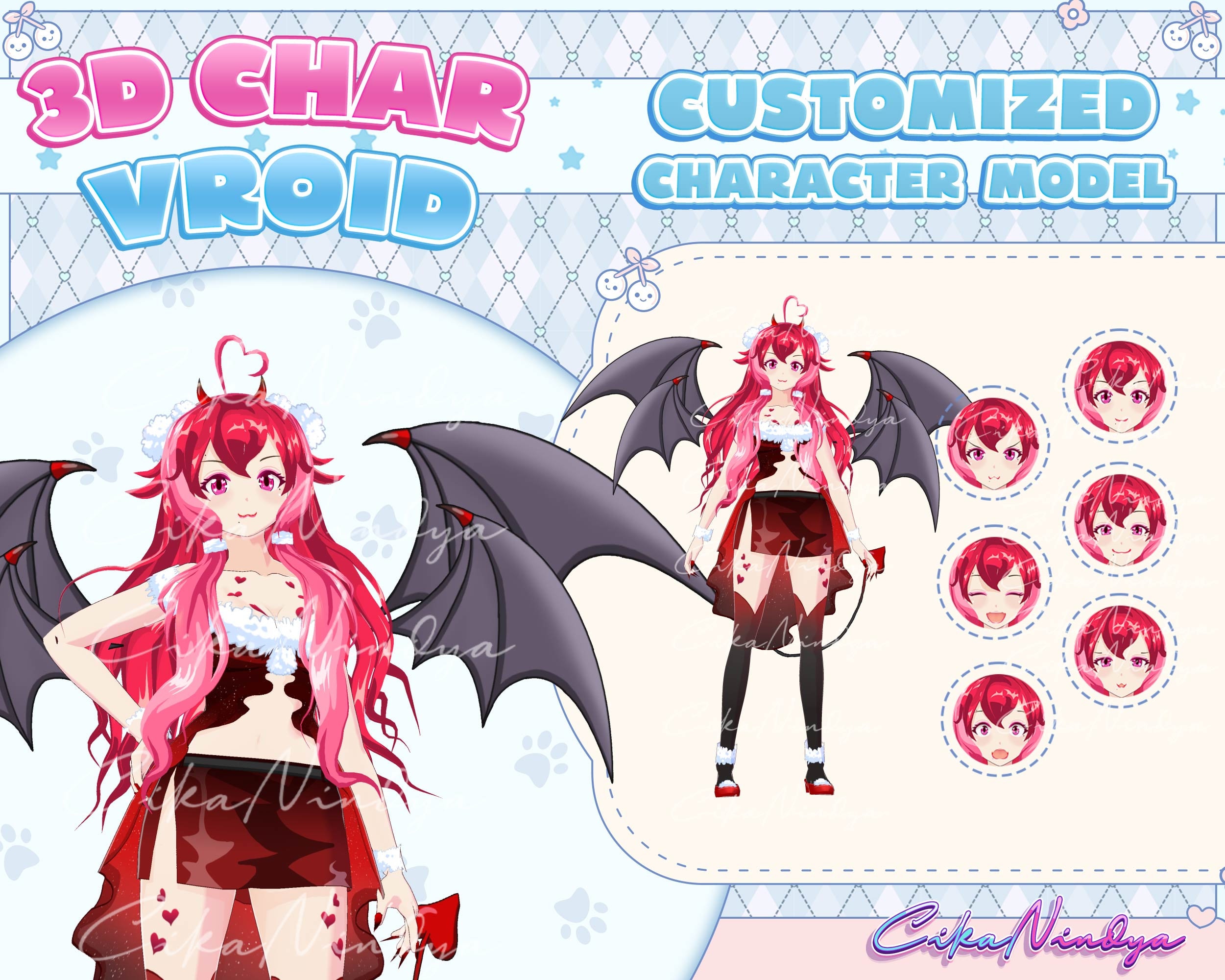 3D Vroid Character Vroid 3D 3d Model Commission 3d Model - Etsy