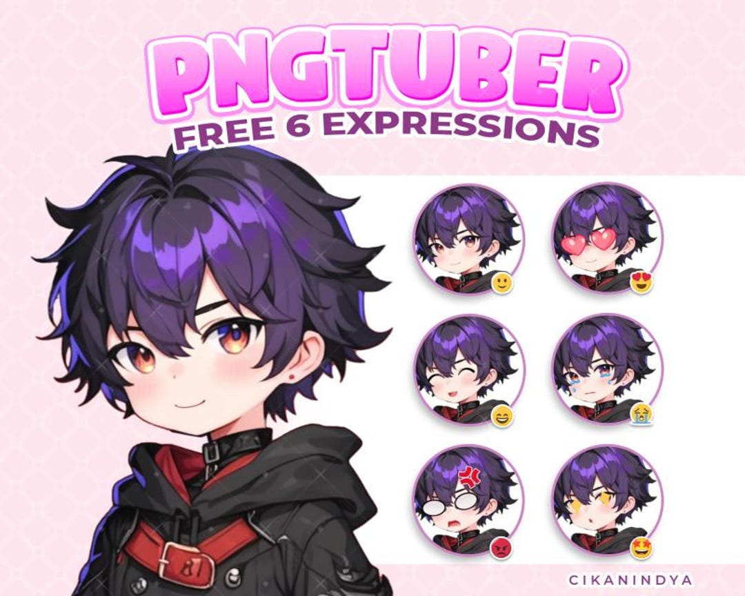 Chibi Adventurer Pngtuber – Purple & Black Outfit Model - Etsy