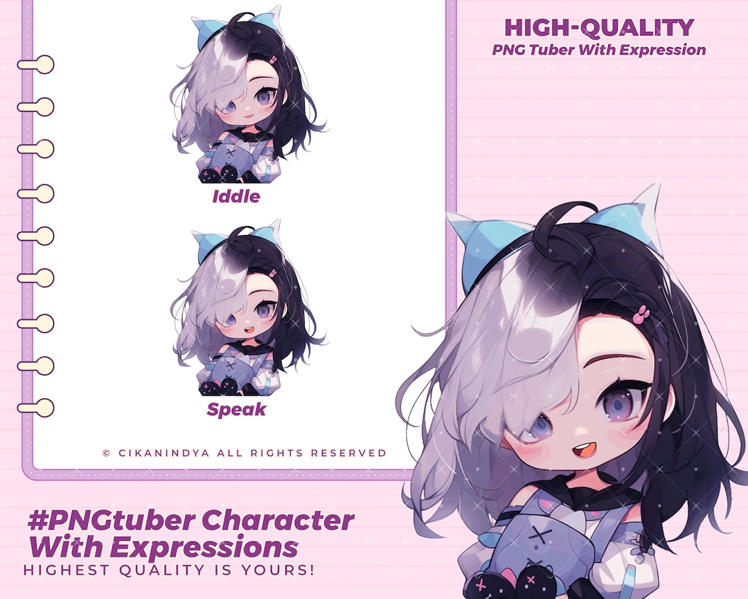 Chibi Anime Pngtuber Avatar: 2 Poses, .veadomini File - Etsy