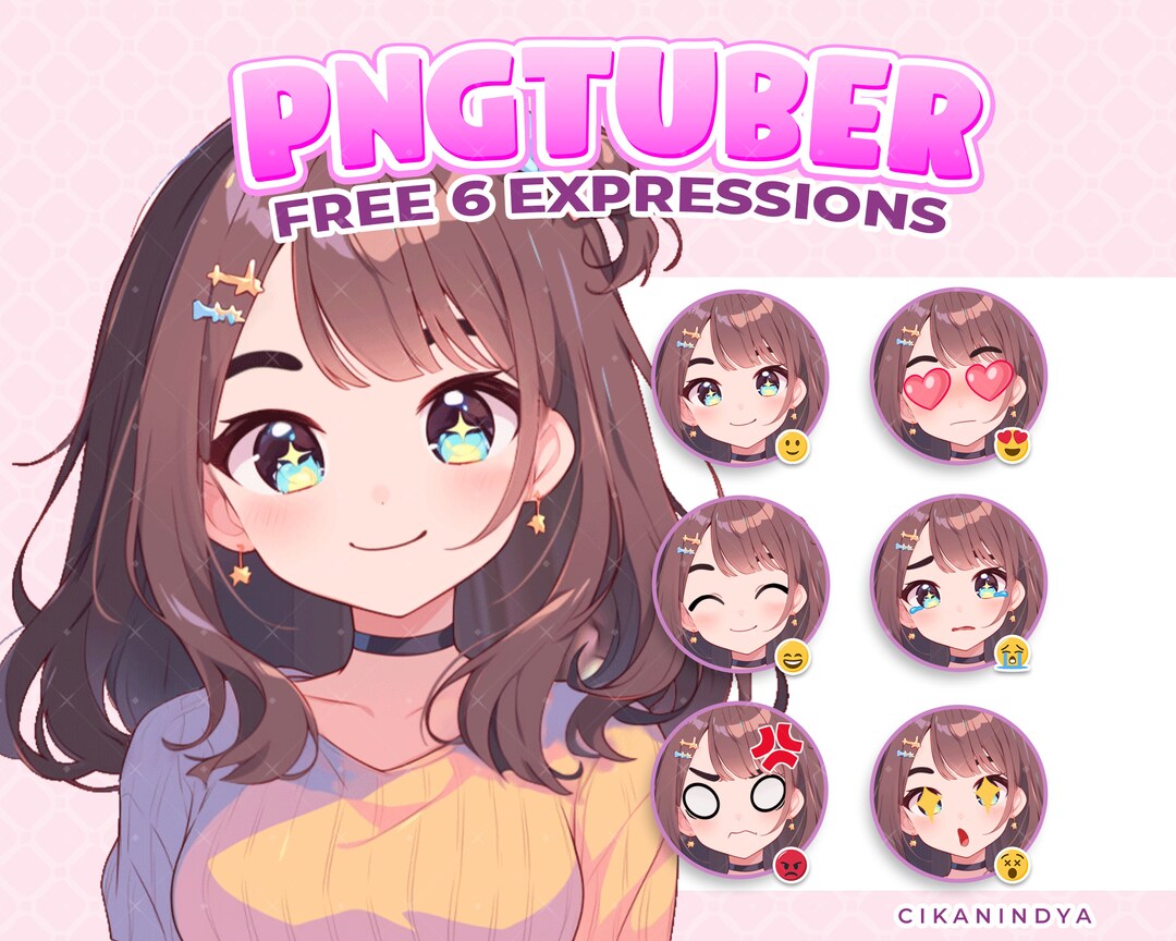 Adorable PNG Tuber Girl Avatar: 6 Poses + .veadomini File - Etsy