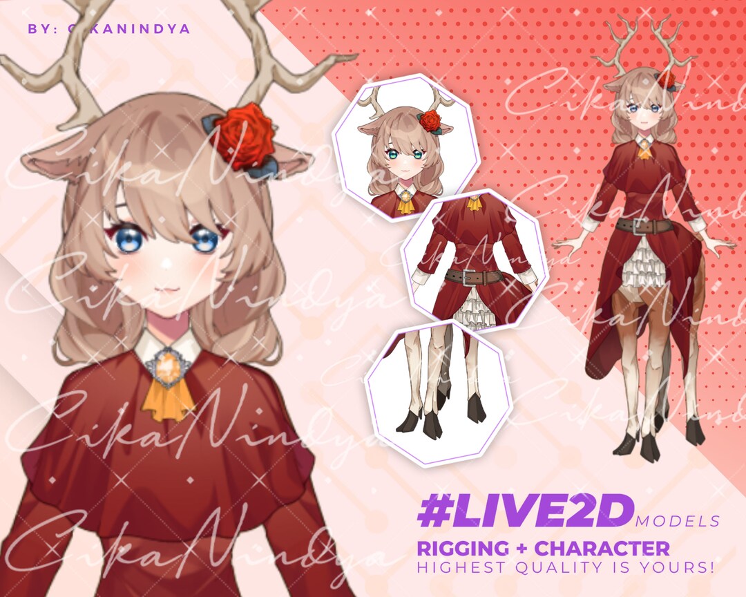 Enchanting Vtuber Live2d Anime Girl Deer for Streamer Vtuber - Etsy