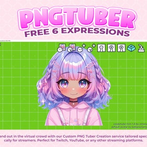 Kawaii Chibi PNG Tuber Avatar: Galactic Pastel Streamer (6 Poses) - Etsy