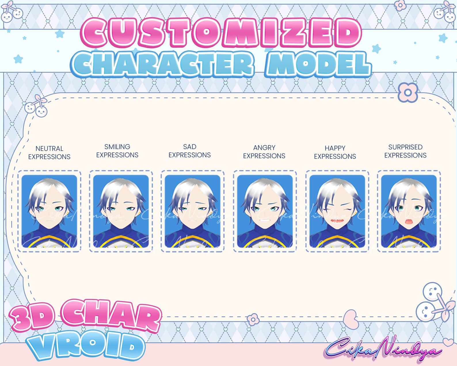3D Vroid Character 3D Vroid 3d Model Commission Vtuber - Etsy