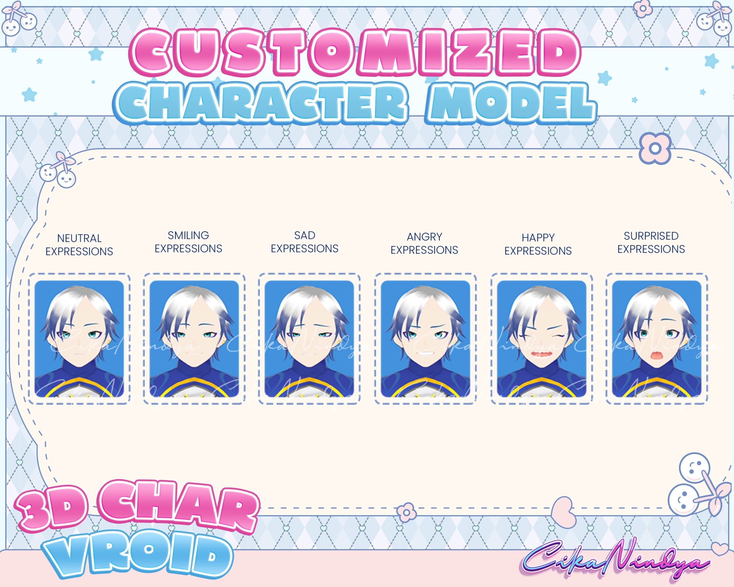 3D Vroid Character 3D Vroid 3d Model Commission Vtuber - Etsy