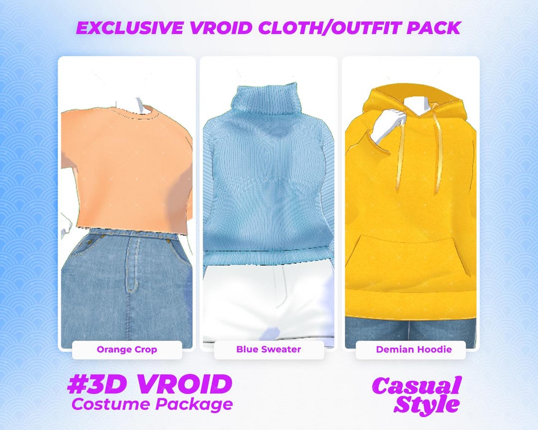 3D Vroid Clothing Pack | Minimalist Vroid Casual Set | 3D Clothes for ...