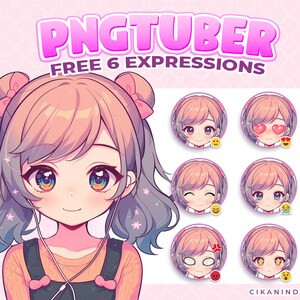 Kawaii PNG Tuber Avatar: Pink Bows, 6 Poses, Vtuber Assets - Etsy