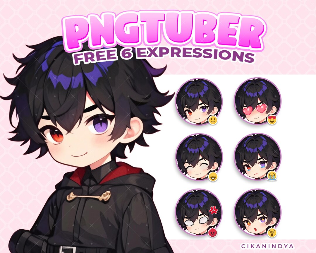 Premade Pngtuber Model – Black and Red Male Character - Etsy