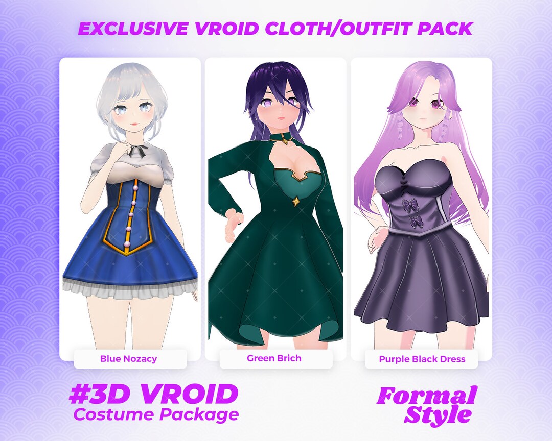 Enticing Formal Wear for Vroid Girl Avatars Vroid Clothing Pack, Sexy ...
