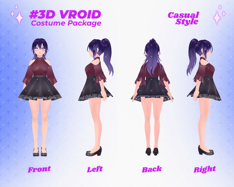 Street Style Savvy Trio Vroid Casual Outfit Essentials Vroid Clothing