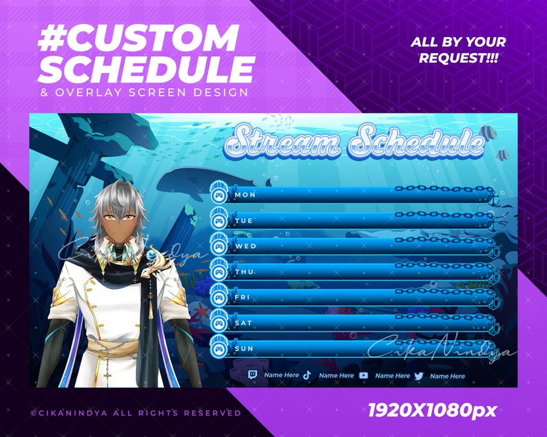 Custom Schedule Screen Creation for Vtuber Streamers Custom - Etsy