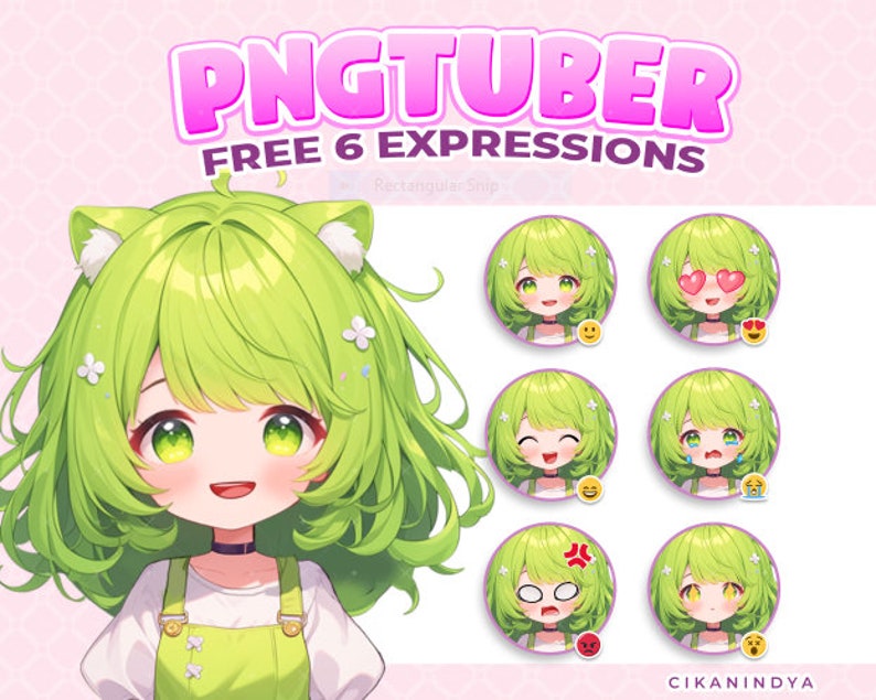 Girly PNG Tuber Avatar: 12 Poses, Streaming Vtuber (veadomini File ...