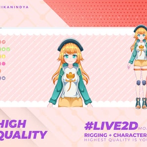 Vtuber Live2d Orange Haired Anime Girl Vtuber Model in Casual Attire 7 ...