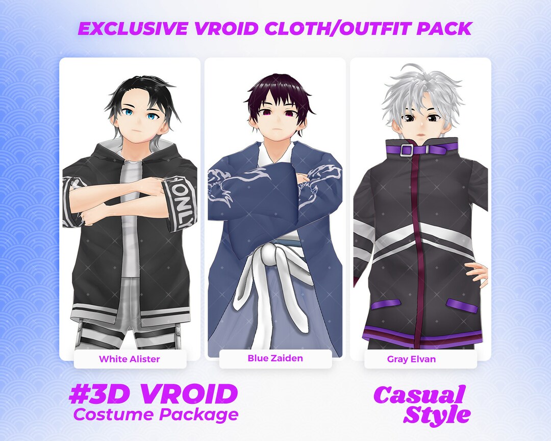 Sleek Casual Male Outfit Pack for Vtubers-vroid Clothing Pack, Casual ...