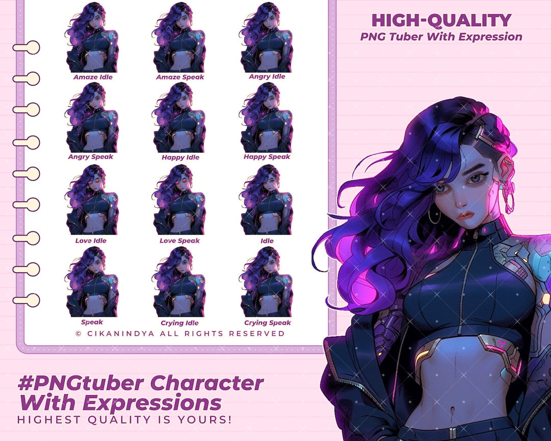 PNG Tuber | Cyberpunk Avatar PNG for Virtual Streamers | You’ll Get 12 ...