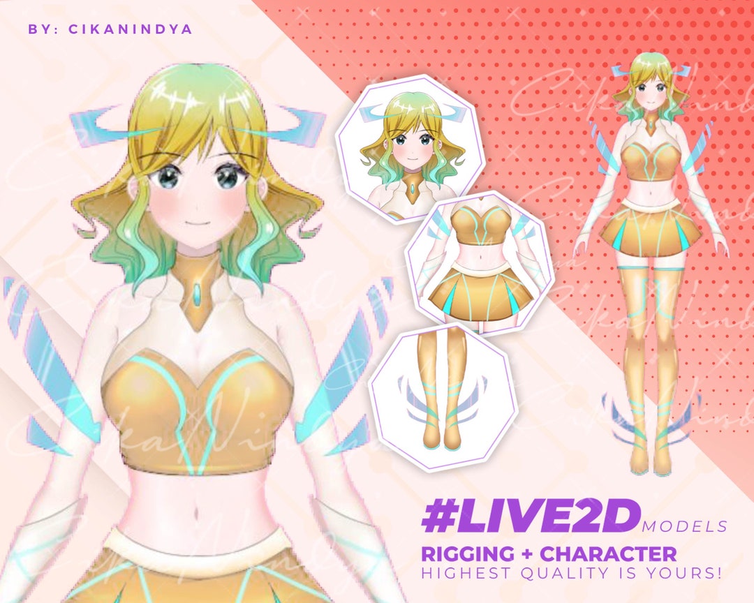 Vtuber Live2d Model Golden Cotume Infuse Personality Into Your - Etsy