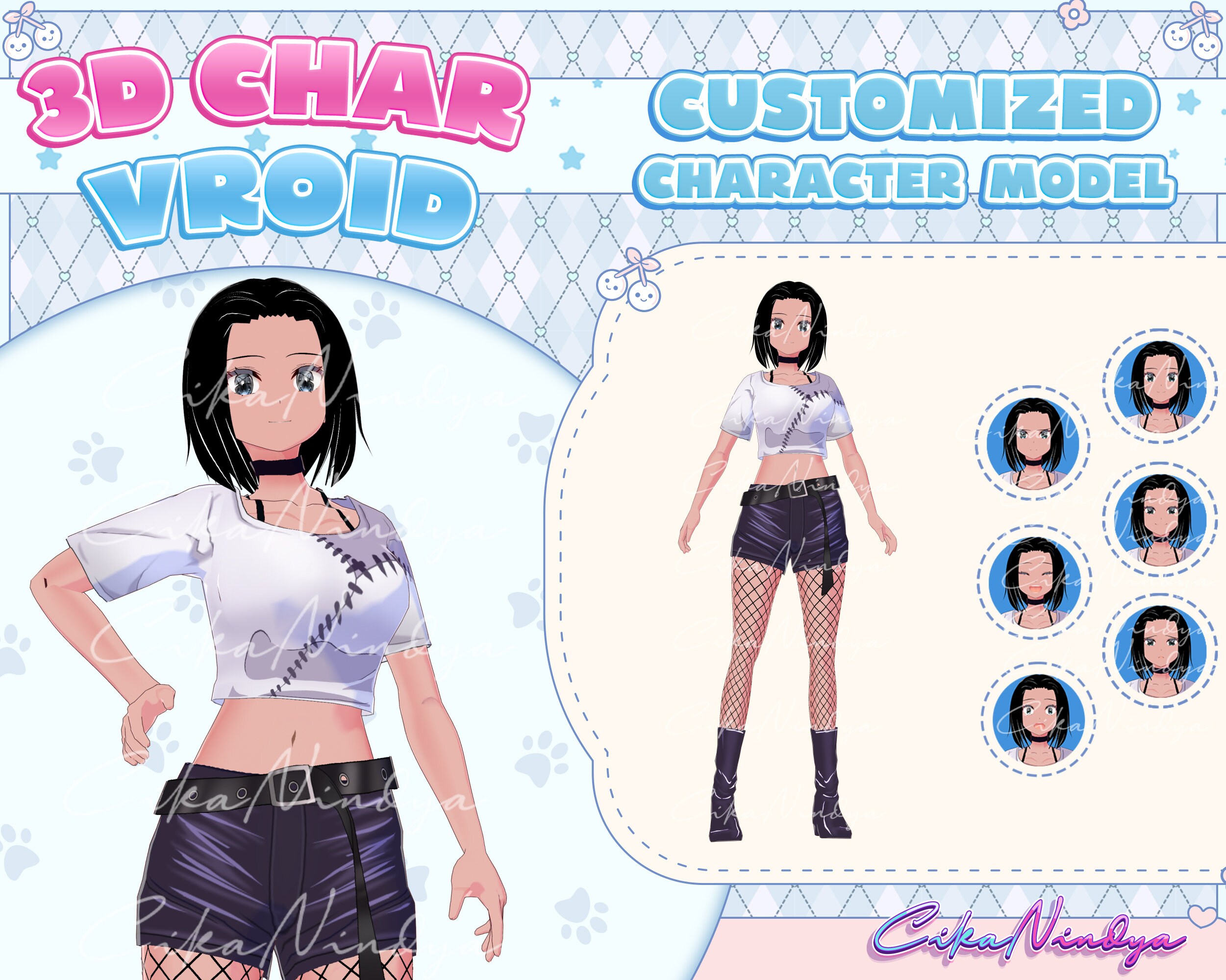 3D Vroid Character Vtuber Model Virtual Avatar Rebellious - Etsy