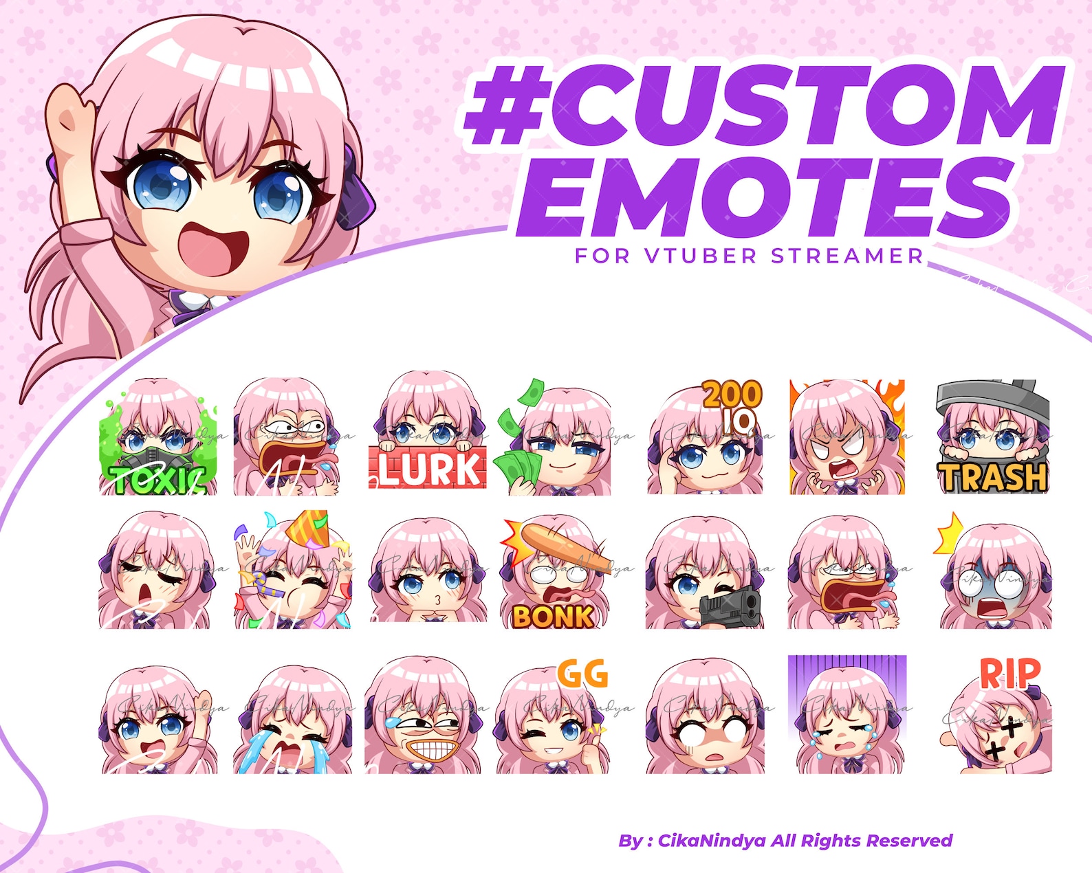 Custom Chibi Emotes Creation for Vtuber Streamers Custom - Etsy