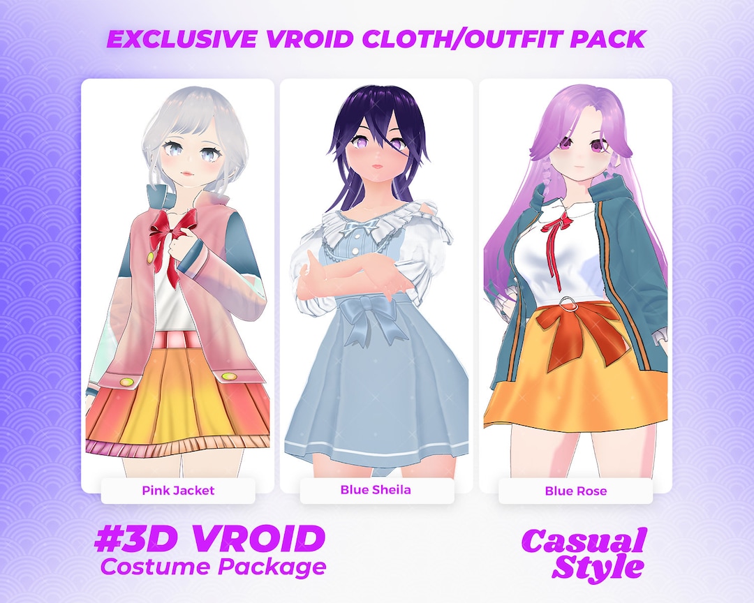 Vroid Clothing Pack, Female Fashion, Vroid Outfit, Vroid Assets ...