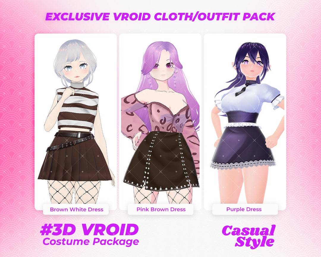 Style 3D Vroid Casual Outfits for Stream Vtubers-vroid Clothing Pack ...