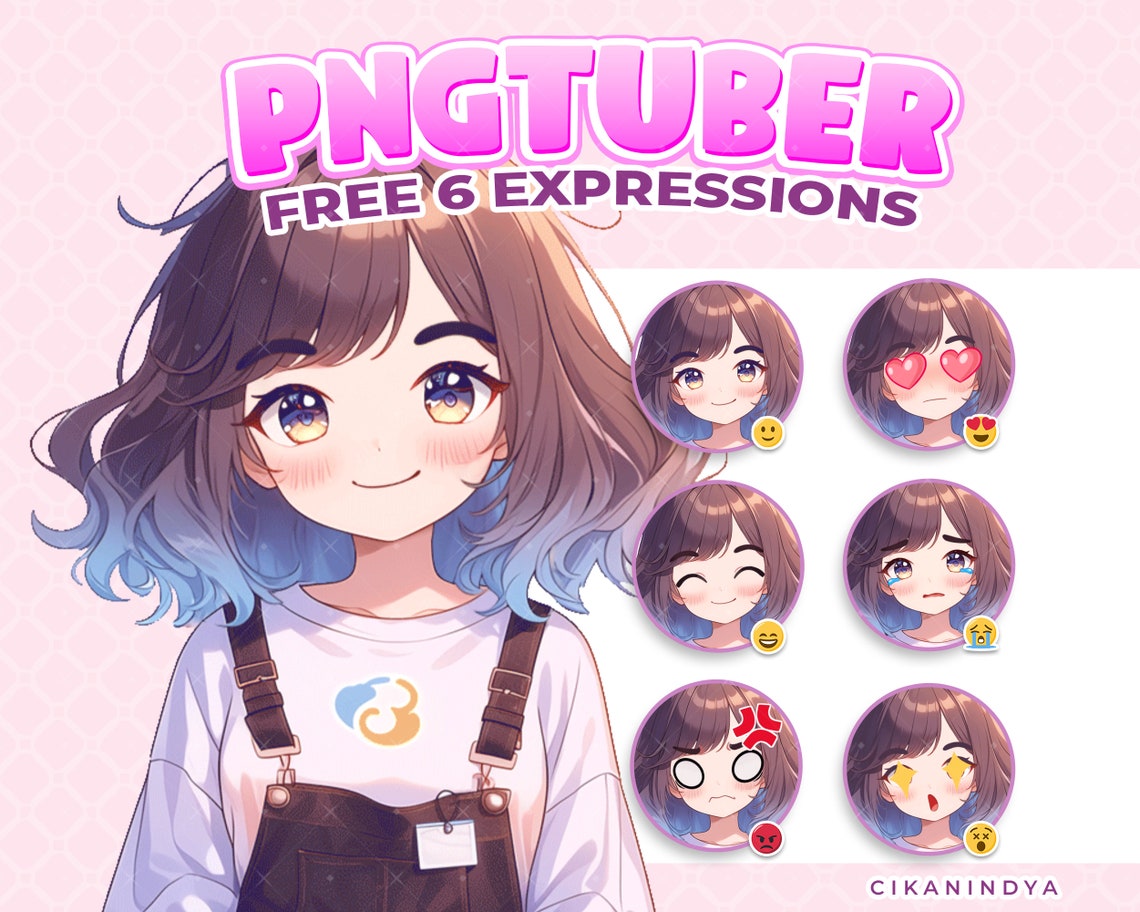 Kawaii Chibi PNG Tuber: 6 Poses, Ombre Waves - Etsy