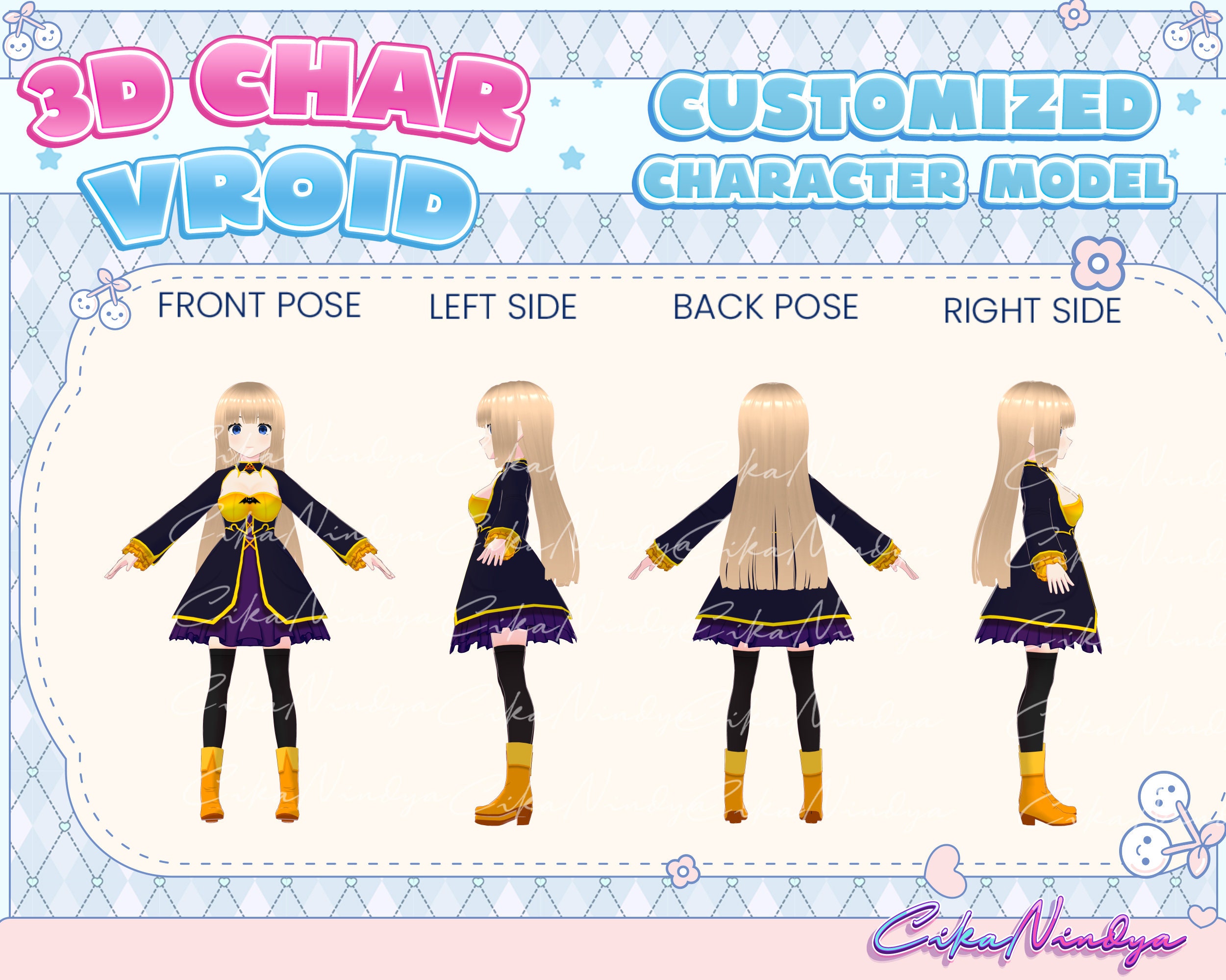 3D Vroid Character Vtuber Model Free 3d Model Digital - Etsy