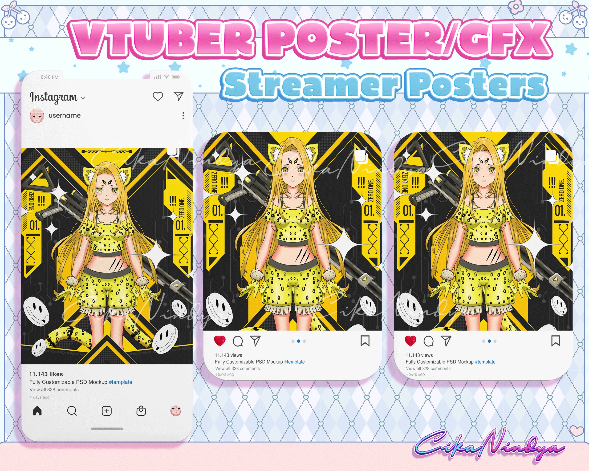 Adorable Vtuber Streamer Poster for Social Media Vtuber - Etsy