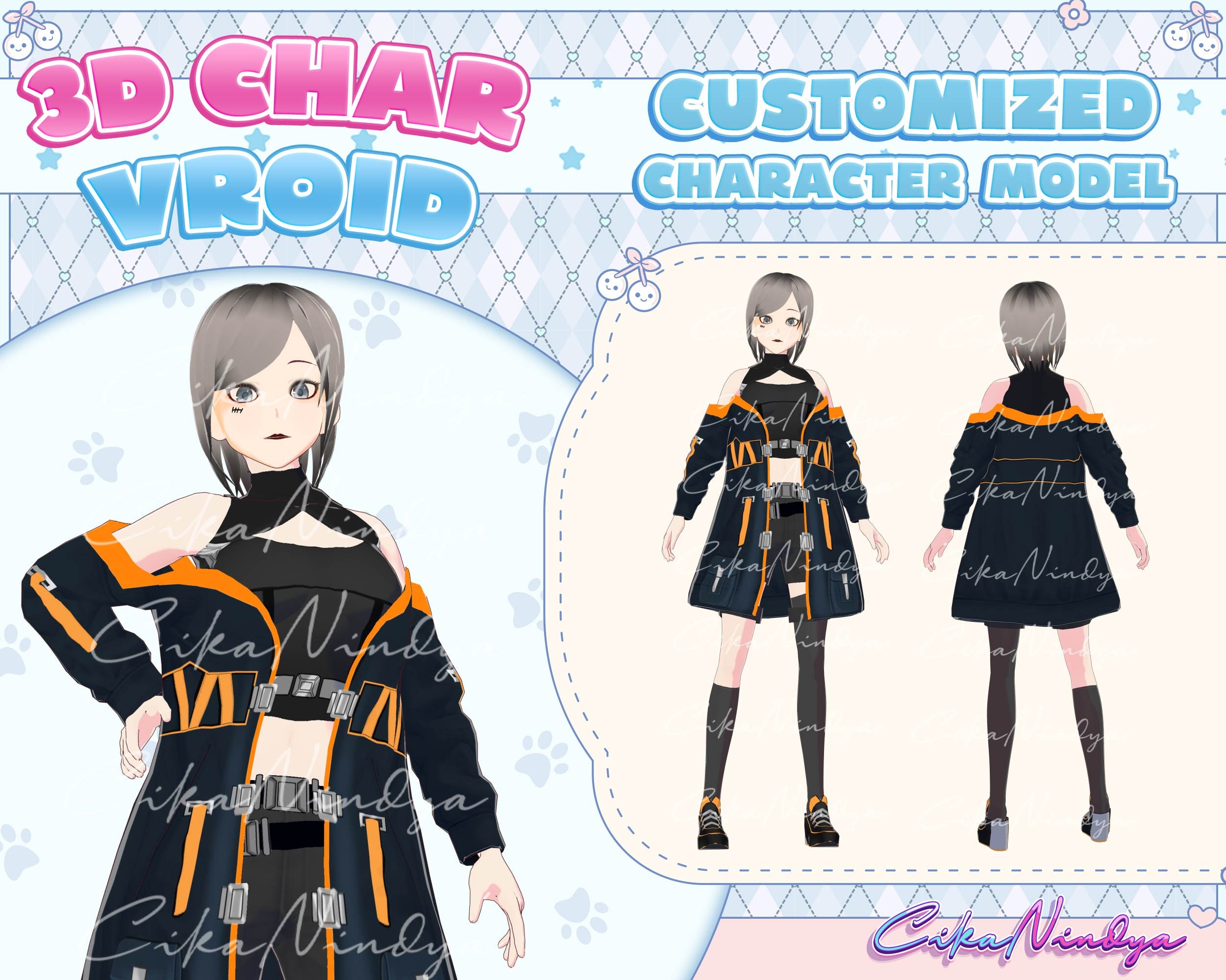 3D Vroid Character 3D Vroid 3d Model Commission Vtuber - Etsy