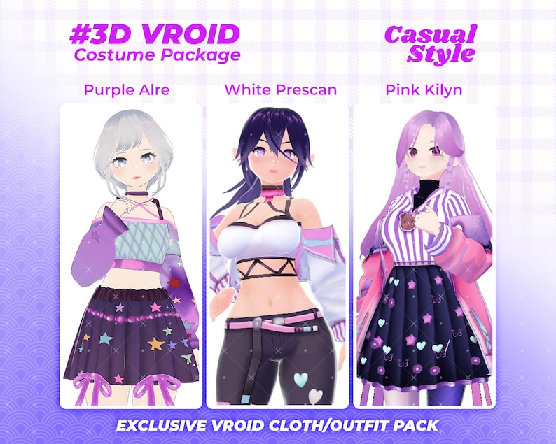 Chic Avatar Collection Trendy 3D Vroid Casuals for Stylish Virtual ...
