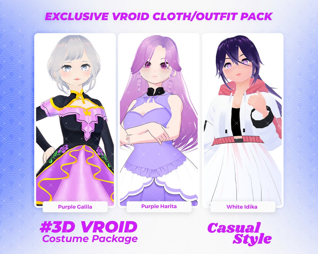 Vroid Clothing Pack, 3D Outfits, Streamer Wardrobe, Virtual Clothes ...