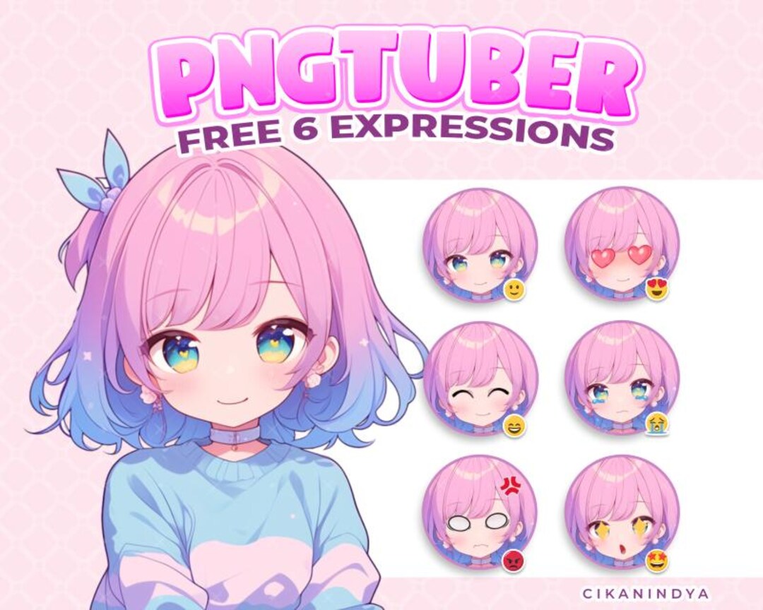 Pastel Pink-haired Girl Pngtuber Model: Cozy Vtuber (digital Download ...