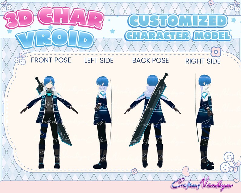 3D Vroid Character Vtuber Model 3d Model Commission Vroid - Etsy UK