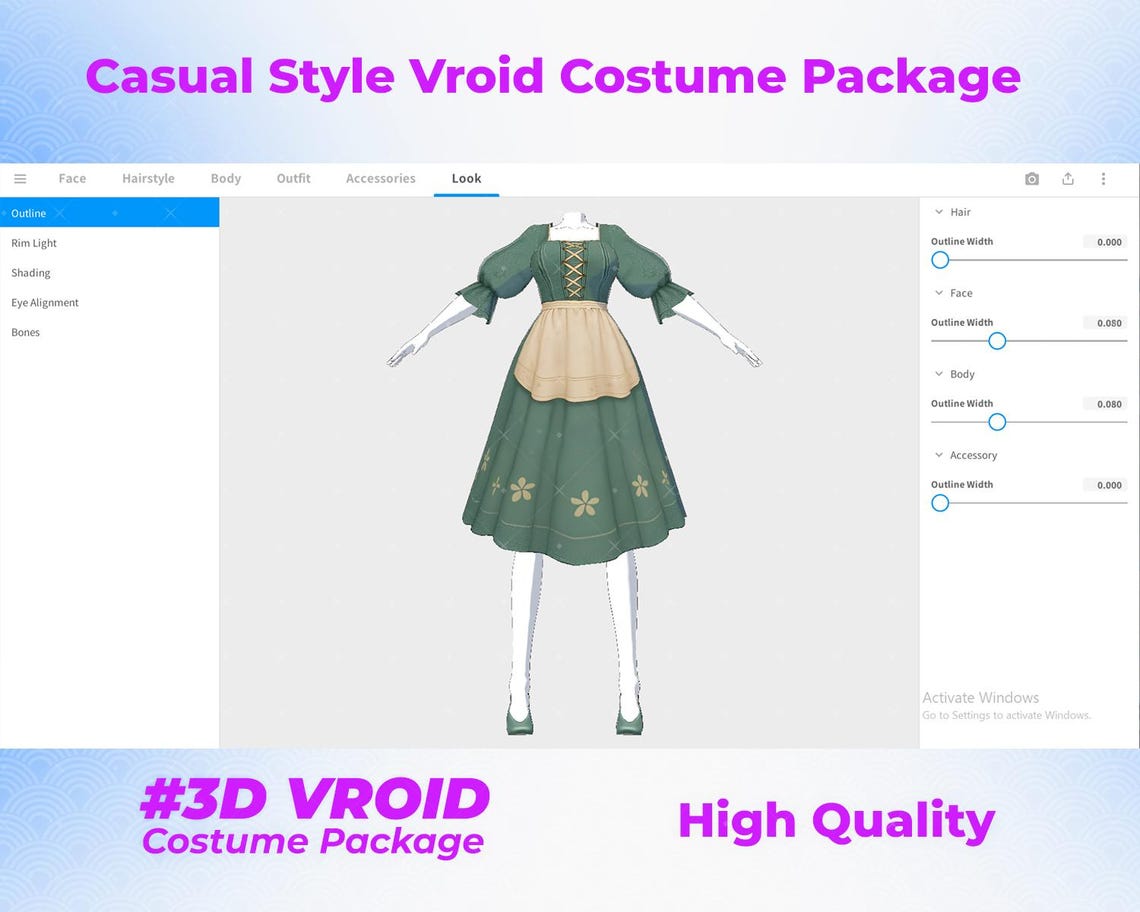 Vroid Clothing Pack: 3-in-1 Outfit Set - Maid, Cyber, Cottagecore - Etsy