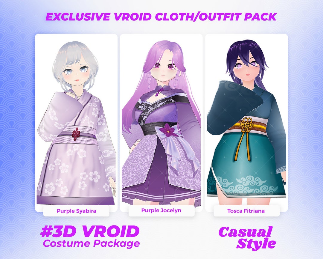Vroid Clothing Pack, Kawaii Clothes, Streamer Outfits, 3D Clothing ...
