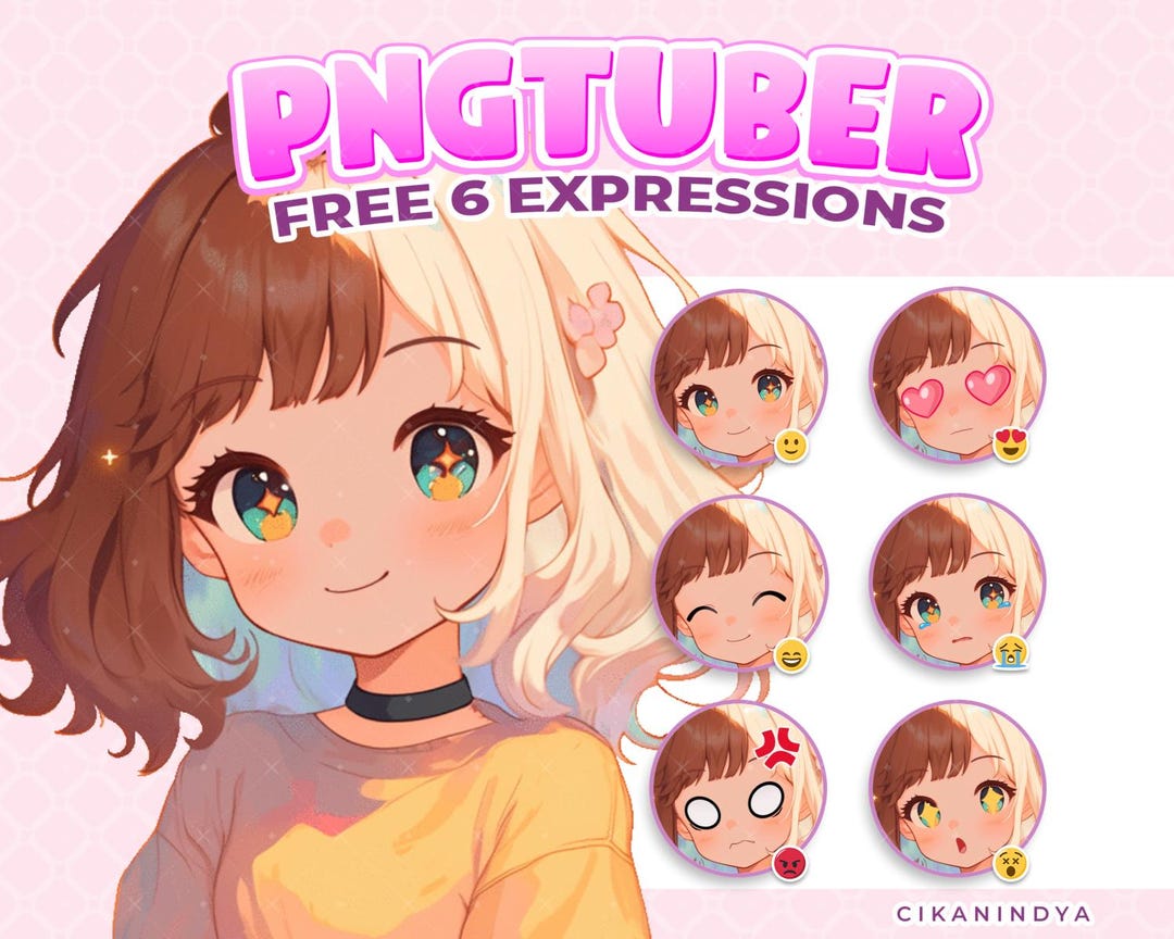 PNG Tuber | Chibi Girl With Two-tone Hair and Sparkling Eyes for ...