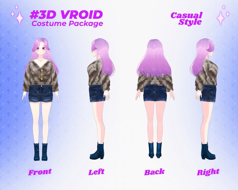 Vroid Clothing Pack, Vroid Outfit, Cosplay Costume, Vroid Assets Casual ...