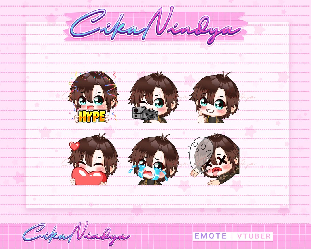 Anime Boy Emote for Twitch 6 Pose Hype Sign Gun Pose Cute - Etsy