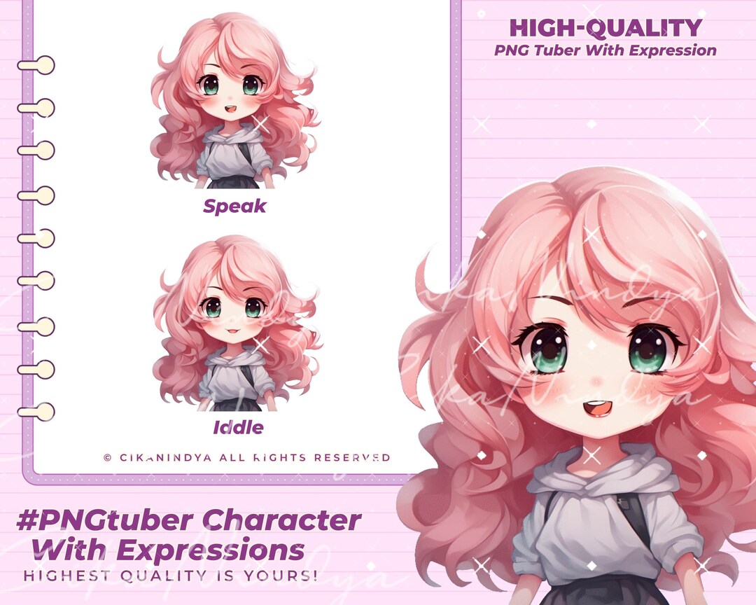 Pngtuber, Pngtuber Twitch, Pngtuber Model, Pngtuber Premade - Cute ...