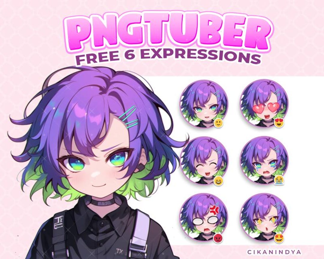 Premade Pngtuber – Dynamic Chibi Female Avatar With Edgy Vibe - Etsy