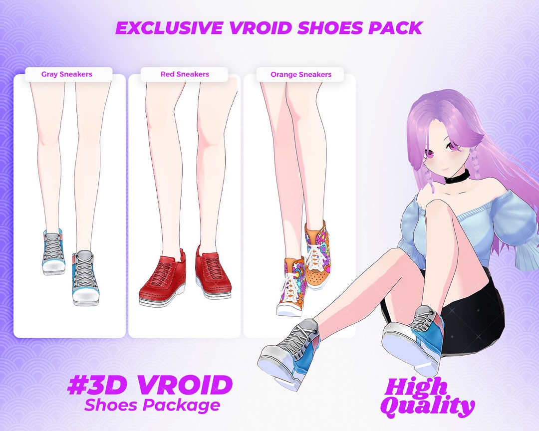 3D Vroid Shoes Pack, Vroid, Vroid Assets, Shoes Collection, 3D Model ...