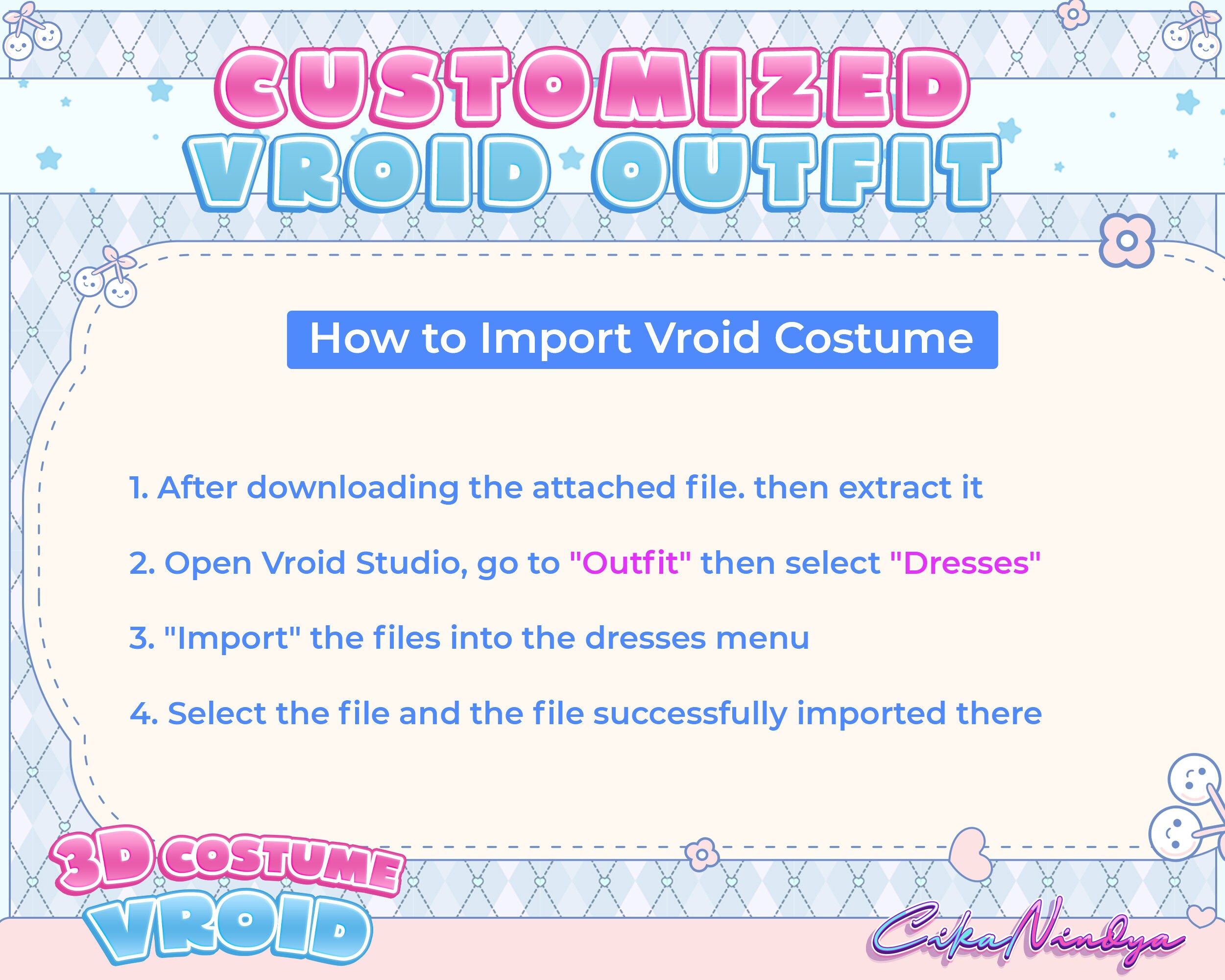 3D Vroid Costume Vroid Clothes Doll Clothes Vroid Clothes - Etsy