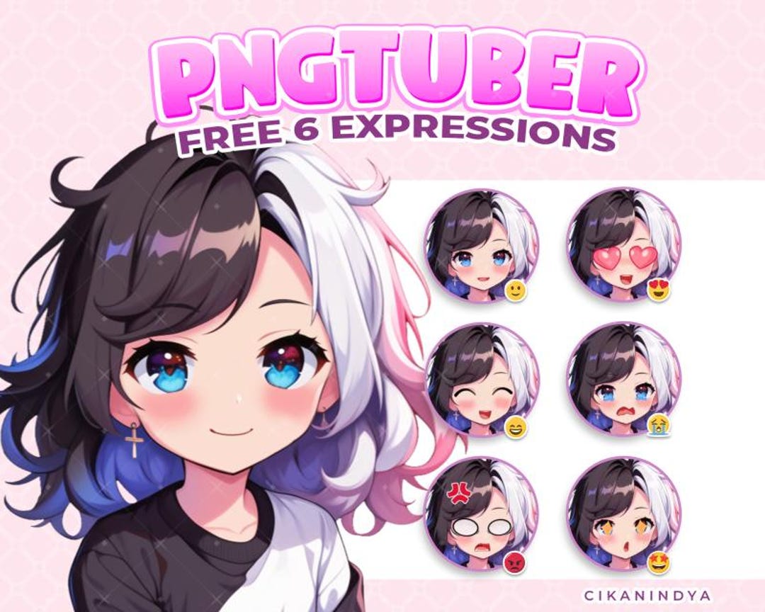 Edgy Chibi Girl Pngtuber Model: 6 Poses, Heart Eyes - Etsy