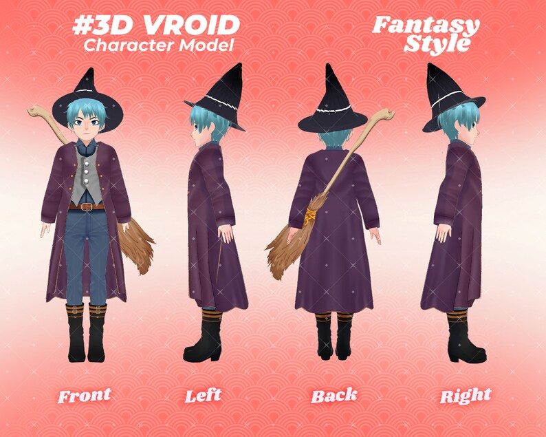 3D Vroid Vtuber Model: Male Witch Character for Streaming (.VRM) - Etsy ...